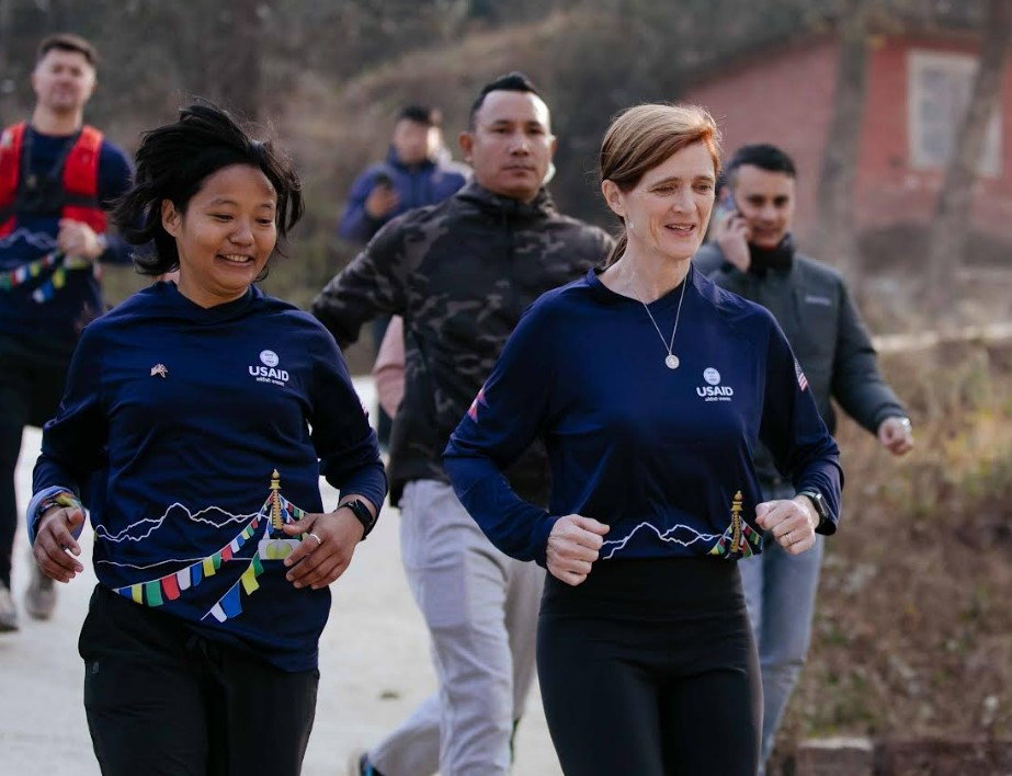 USAID Administrator Samantha Power takes time off for trail run - Nepal ...